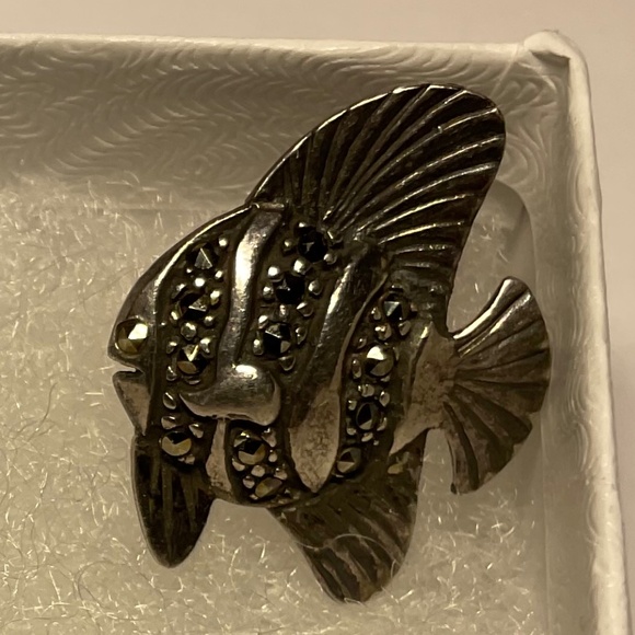 Jewelry | Vintage Sterling Silver Su Fish Pin With Marcasite | Poshmark